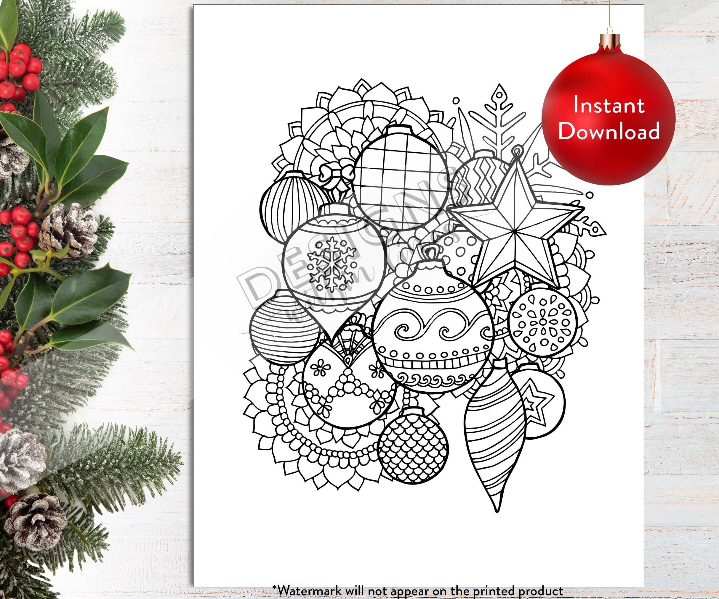 Printable Christmas Ornaments DIGITAL Coloring Page INSTANT - Etsy