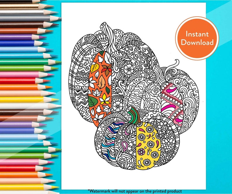 Printable Pumpkin Mandala Zentangle Halloween Coloring Page | INSTANT ...