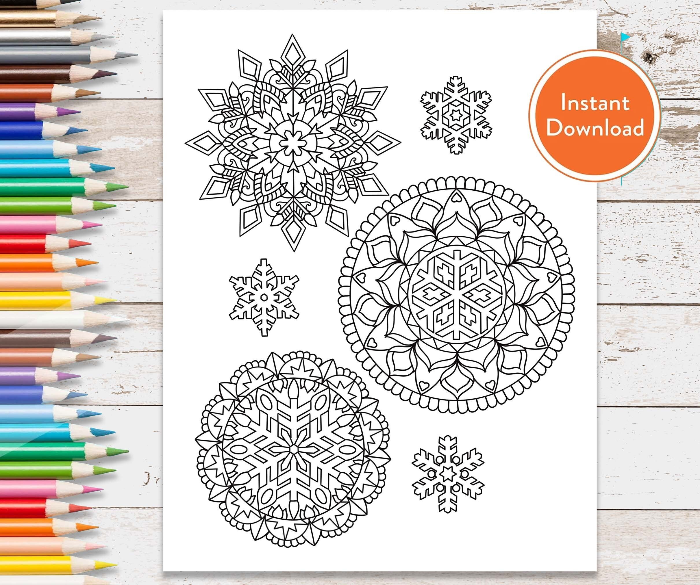 Printable Snowflake Mandalas DIGITAL Coloring Page | INSTANT DOWNLOAD ...