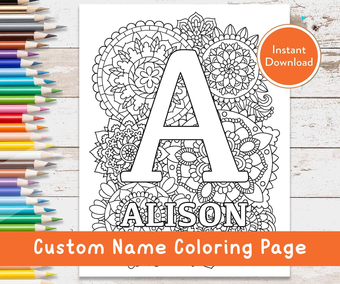 Custom Alphabet Name Mandala Printable Coloring Page | DIGITAL INSTANT ...