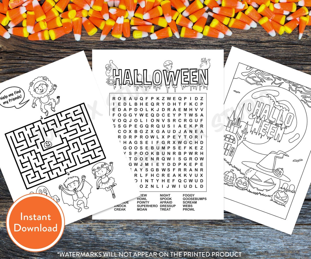 Halloween Kids Activity Bundle #2 | Printable DIGITAL DOWNLOAD | Word ...