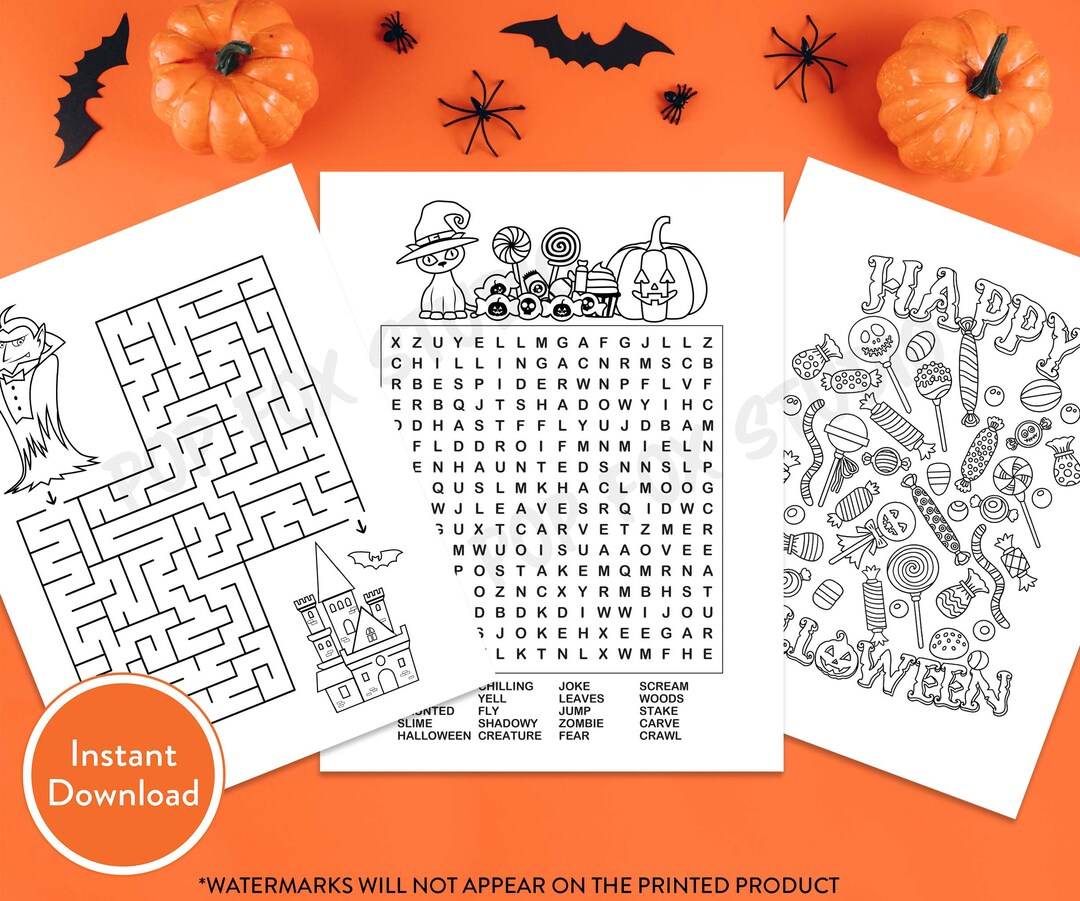 Halloween Kids Activity Bundle #4 | Printable DIGITAL DOWNLOAD | Word ...