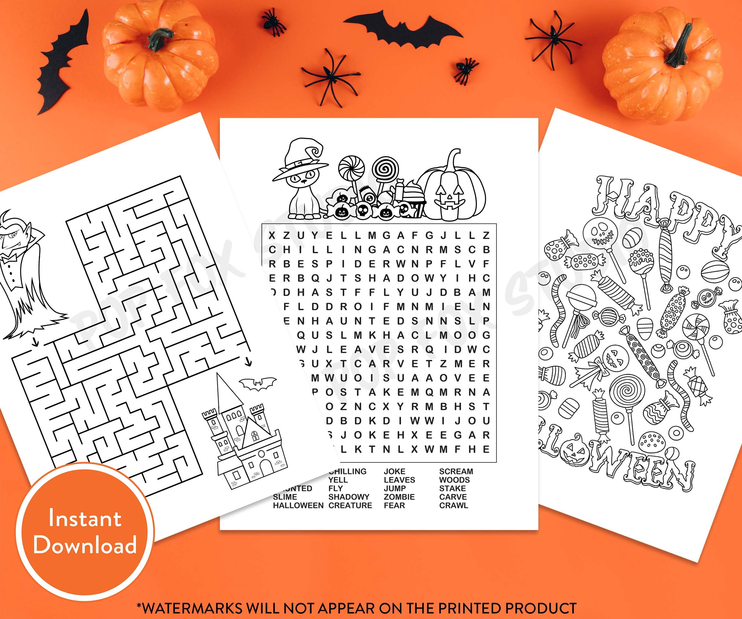 Halloween Kids Activity Bundle #4 | Printable DIGITAL DOWNLOAD | Word ...