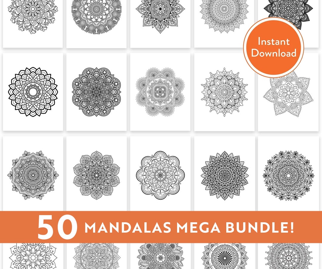 50 Zen Mandalas PRINTABLE Coloring Book Bundle | Instant Digital ...