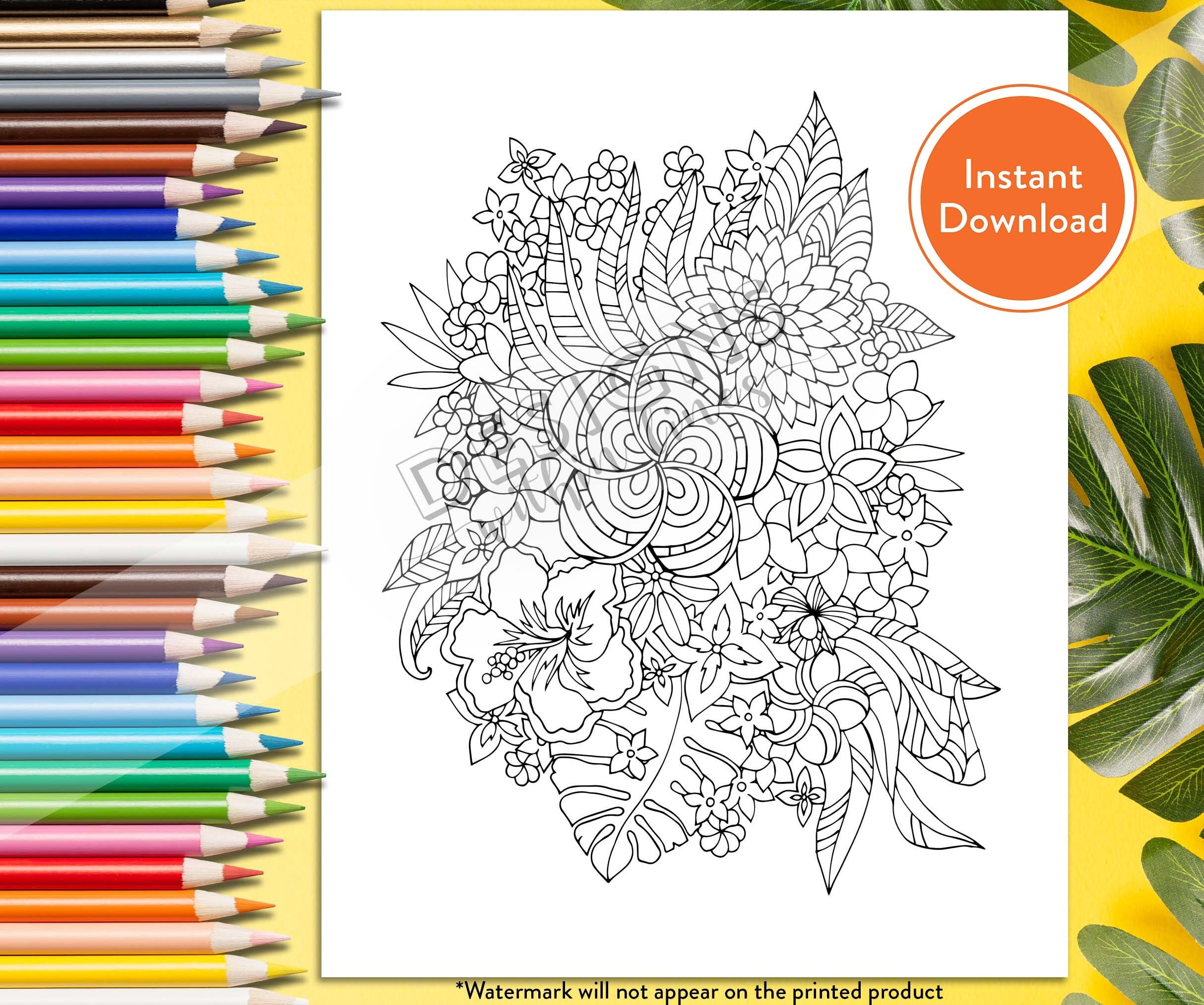 Tropical Flowers Coloring Pages