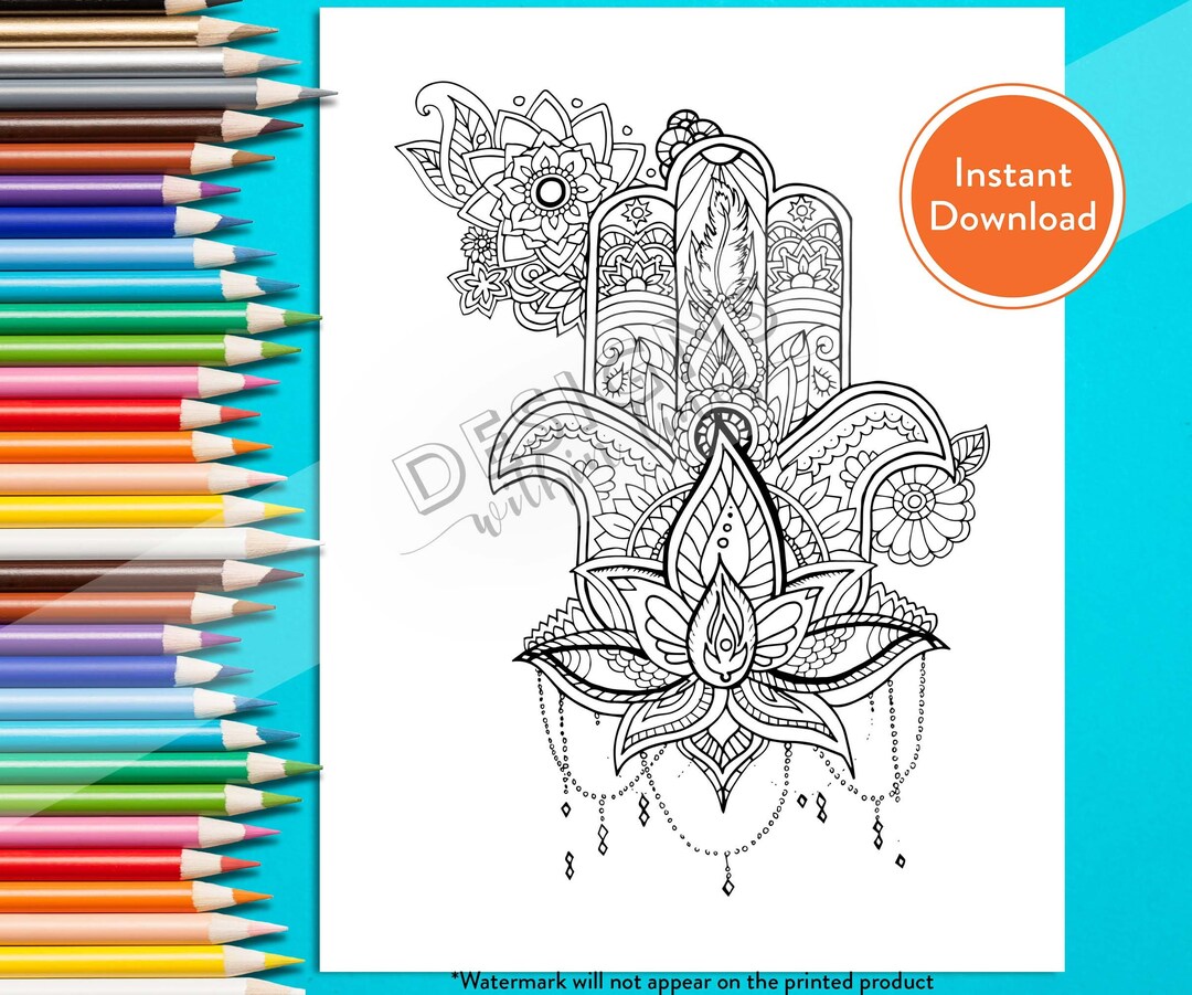 Printable Mandala Hand DIGITAL Coloring Page | INSTANT DOWNLOAD - Etsy
