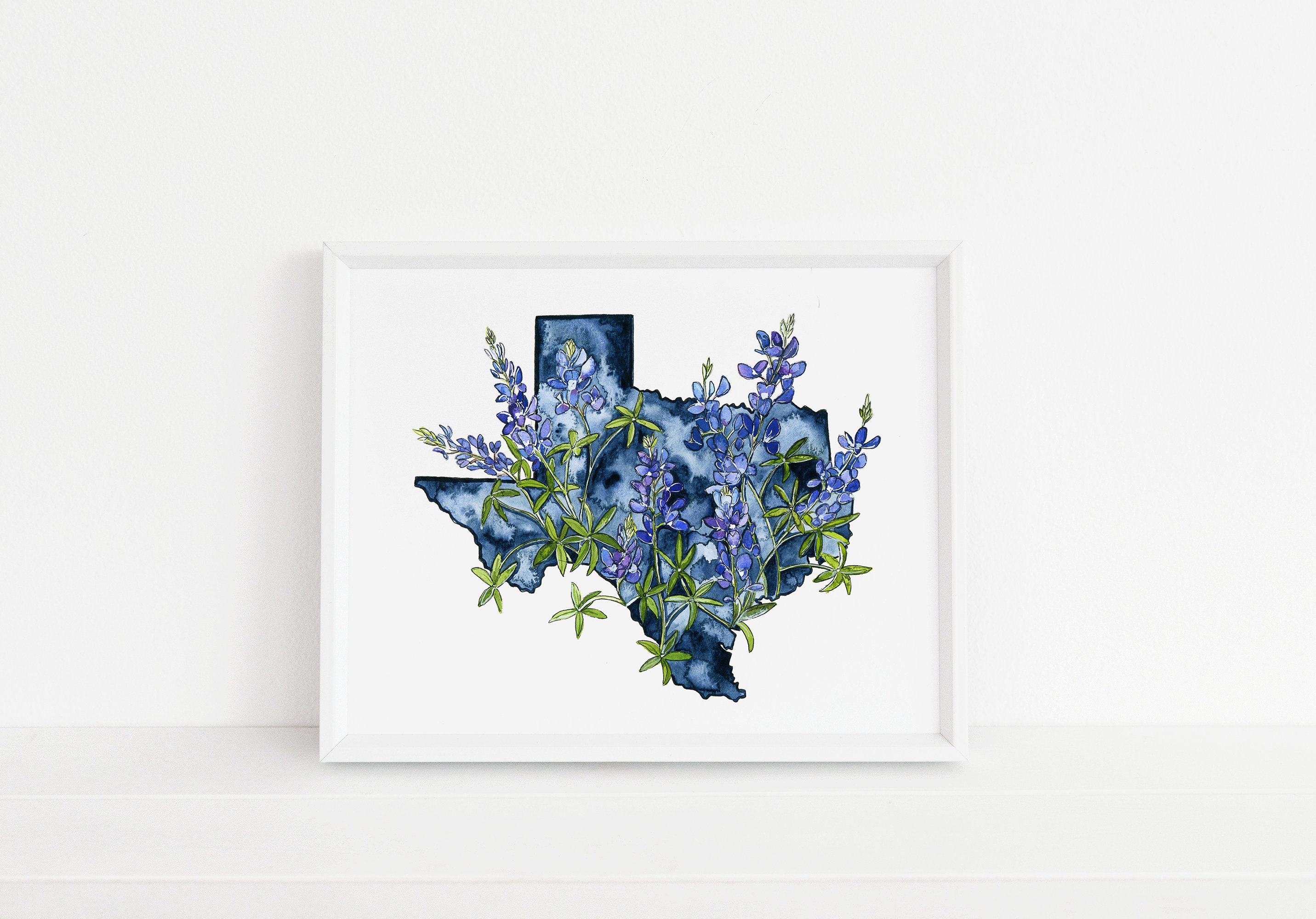 Texas State Flower Watercolor Art Print Bluebonnet Flower | Etsy