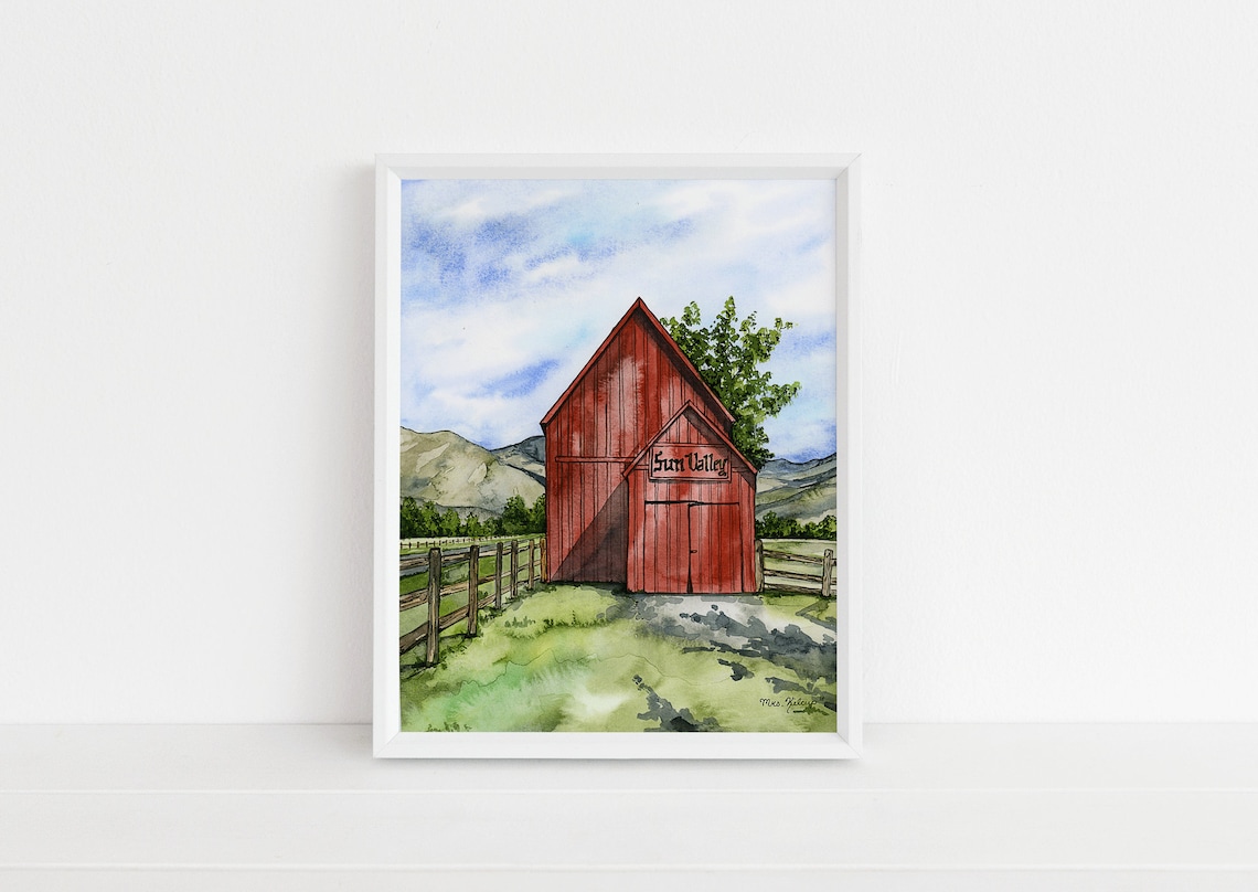 The Red Barn, Sun Valley, Summer, Historic, Idaho, Bald Mountain - Etsy