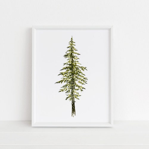 Pine Trees Watercolor Art Print Pine Tree Line Forest Wall - Etsy