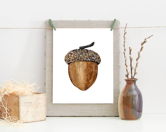 Acorn Watercolor | Etsy
