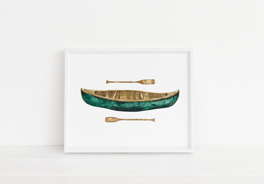 Canoe Watercolor Art Print - Vintage, Timeless, Rustic, Modern, Classic ...