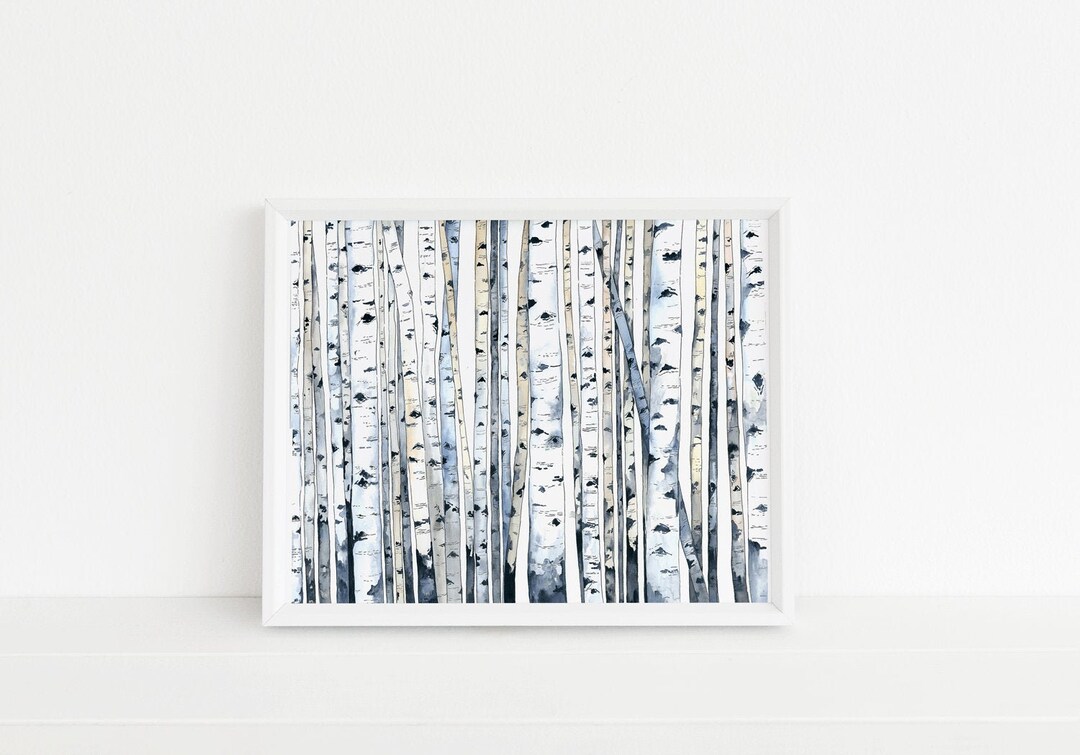 Birch Trees Art Print, Aspen, Tree Line, Watercolor, Home Decor - Etsy