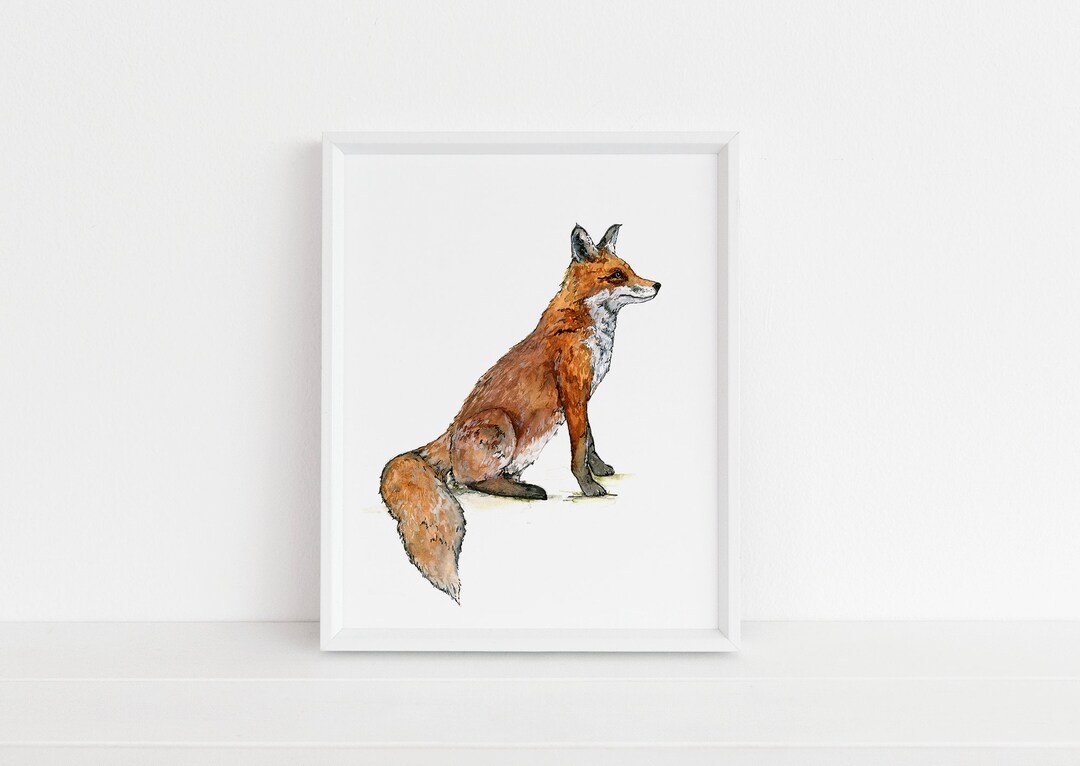 Fox Watercolor Art Print Side View Fox Woodland Animal PNW - Etsy