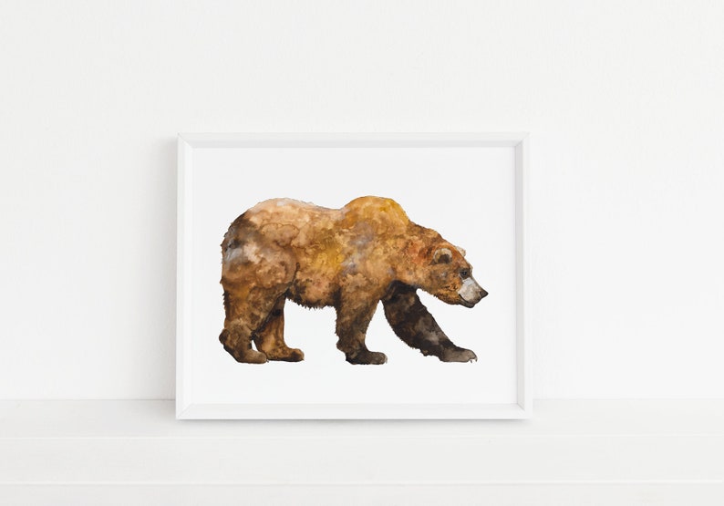 Grizzly Bear Art Print Bear Woodland Animal Rustic Wild - Etsy