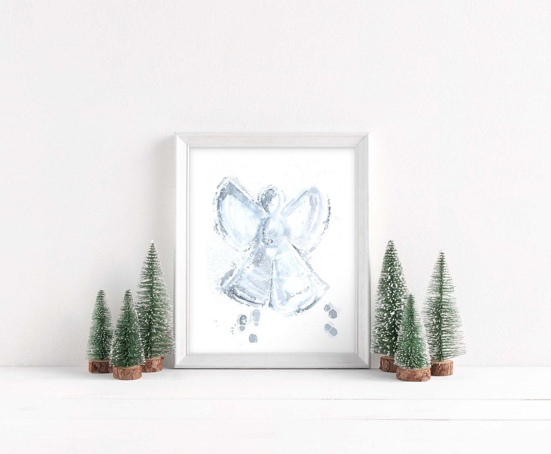 Snow Angel Art Print- Snow, Winter, Christmas, Angel, Holiday, Vintage ...