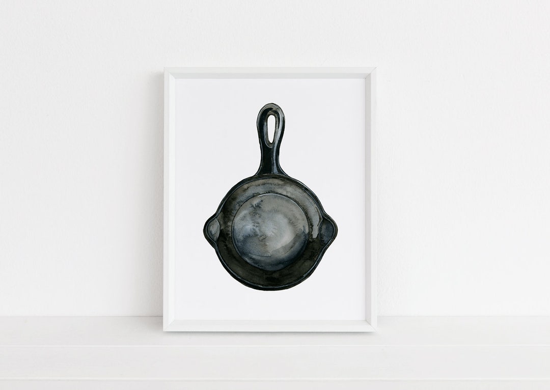 Cast Iron Pan Watercolor Art Print, Camping, Campfire, Wall Decor, Home ...