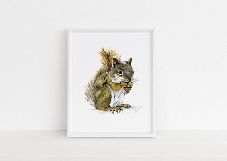 Chipmunk Print Woodland Animal Acorn Squirrel PNW Rustic - Etsy