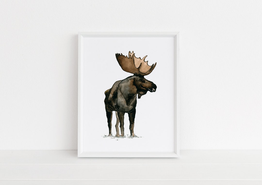 Moose Art Print- Moose, Wildlife, Wild Animal, Woodland Animal, Rustic ...