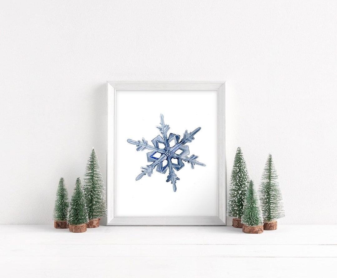 Snowflake Art Print- Snow, Winter, Snowfall, Frozen, Holiday, Vintage ...