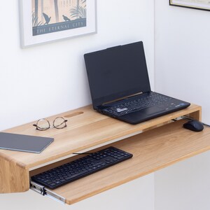 Home Office Oak Desk With Keyboard Tray - Etsy