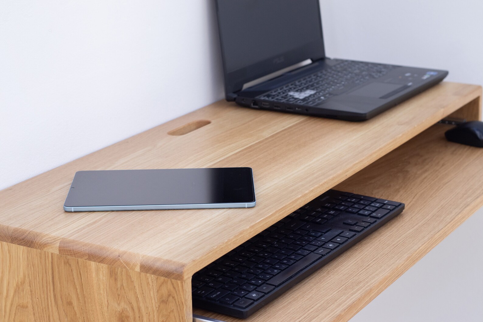Home Office Oak Desk With Keyboard Tray - Etsy