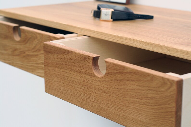 Floating Oak Desk / White Oak / Dark Oak | Etsy