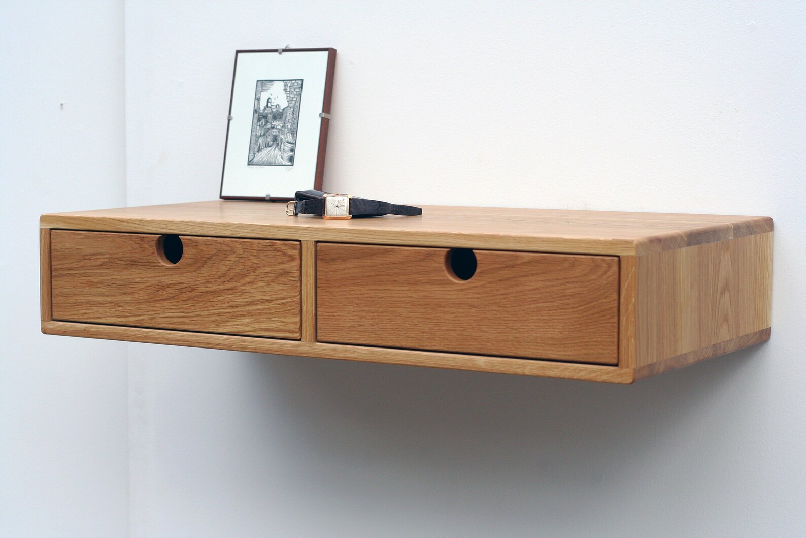 Floating Oak Desk / White Oak / Dark Oak | Etsy