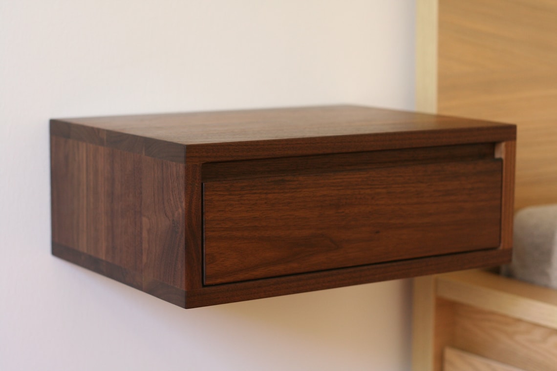 Floating Nightstand With Drawer / Mid Century Modern Bedside - Etsy