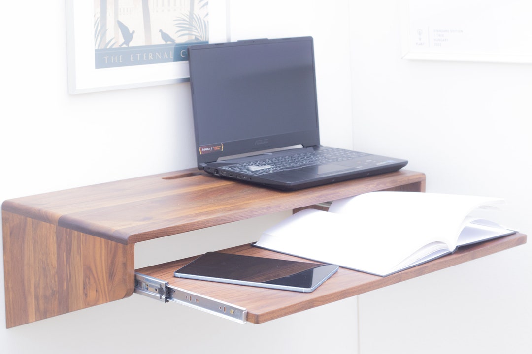 Home Office Walnut Desk With Keyboard Tray - Etsy
