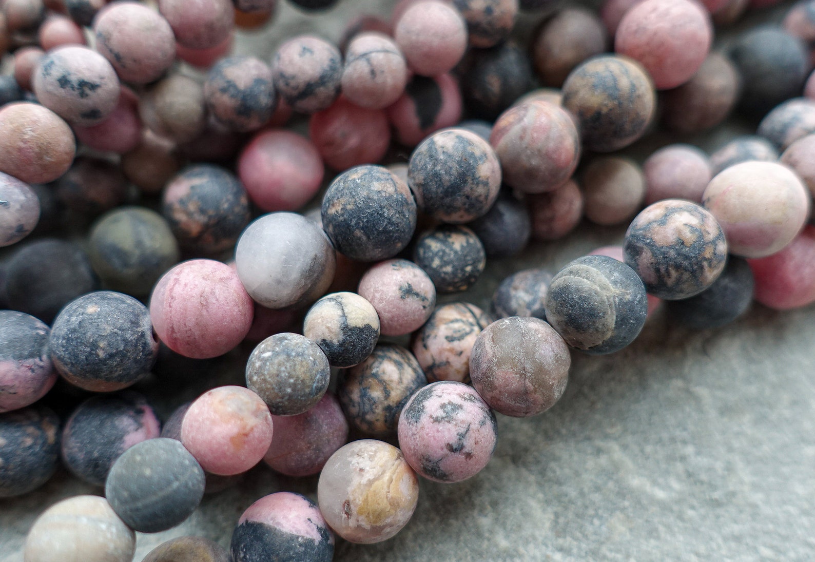 Natural Frosted Rhodonite Jasper Beads, 4mm 6mm 8mm Gemstone Matte ...