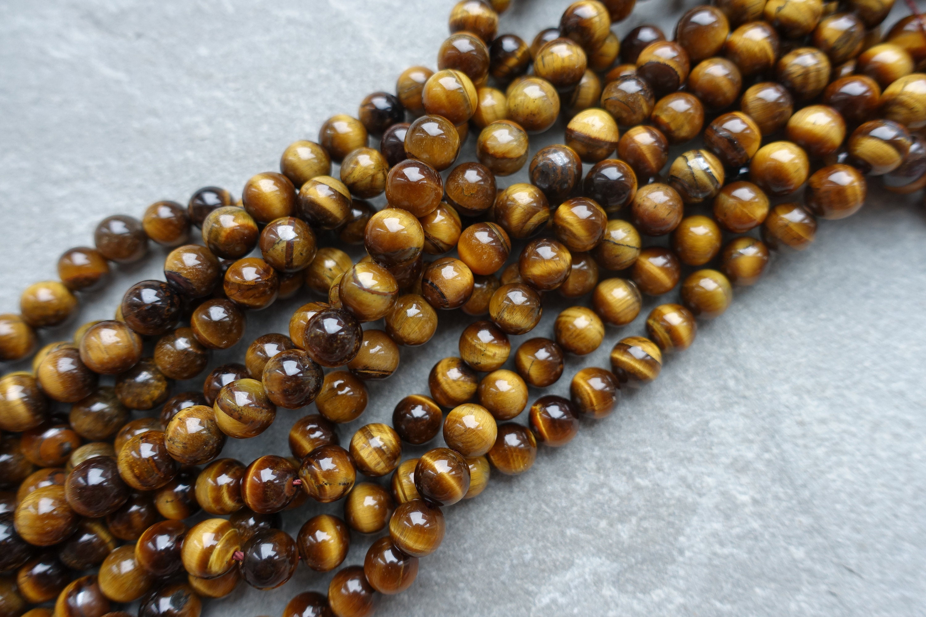 3 Sizes - Natural Tiger Eye Beads, Grade A- Golden Natural Tiger Eye ...