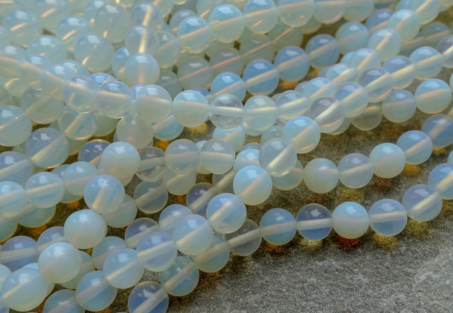 4 Sizes - Manmade Opal Opalite Milky Glass Round Beads, 4mm 6mm 8mm ...