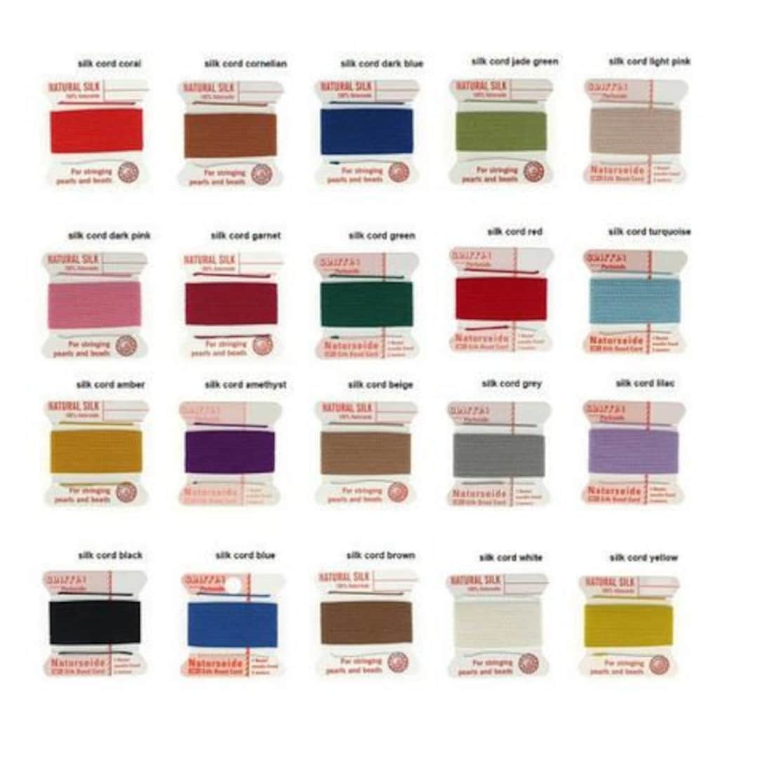5 Sizes - 21 Colors Griffin Natural Silk Cord UK, Plied Thread, Mala ...