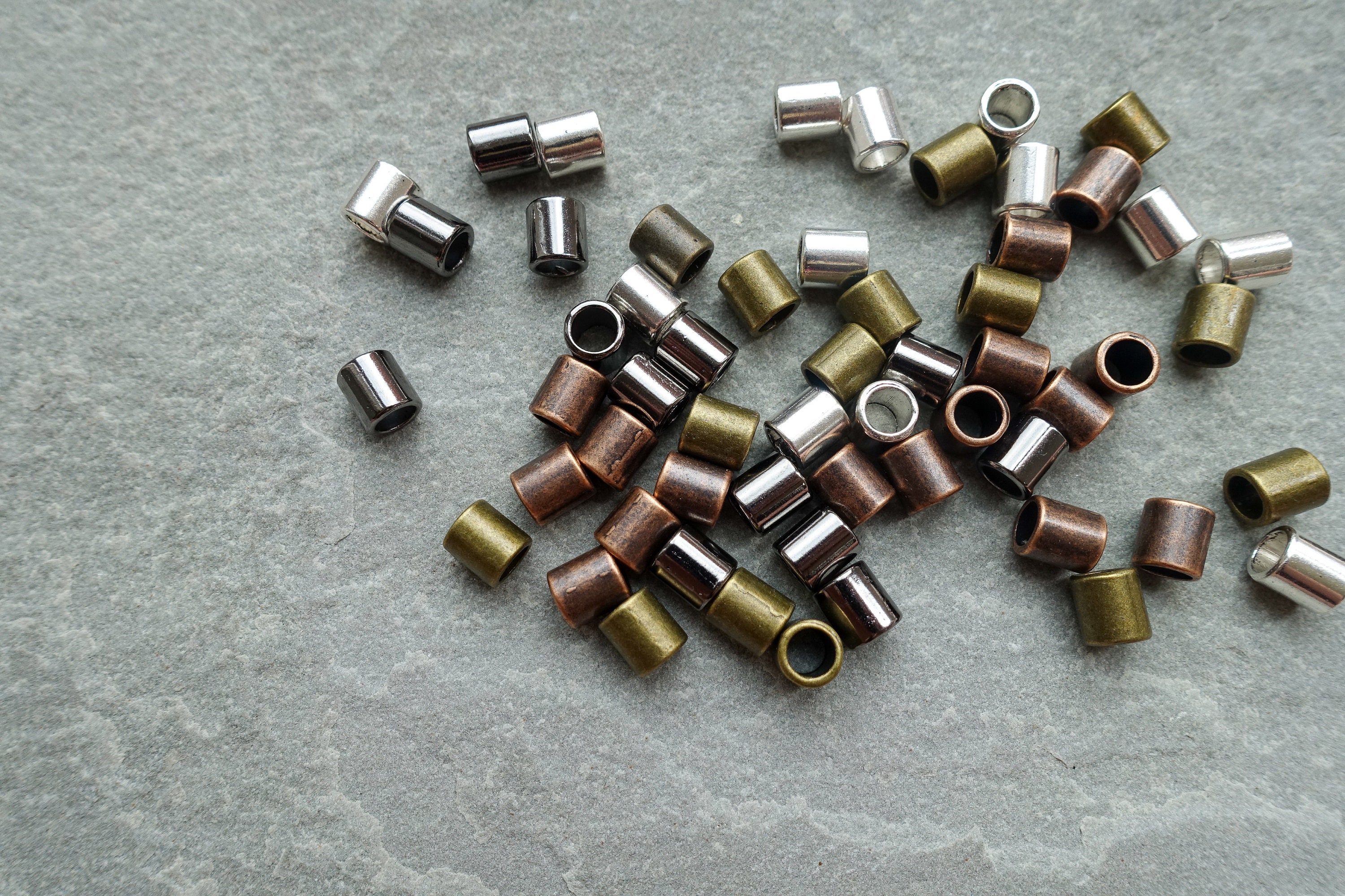 4 Colours - Column Tube Beads, Large Hole Tube Beads, Ring Beads ...