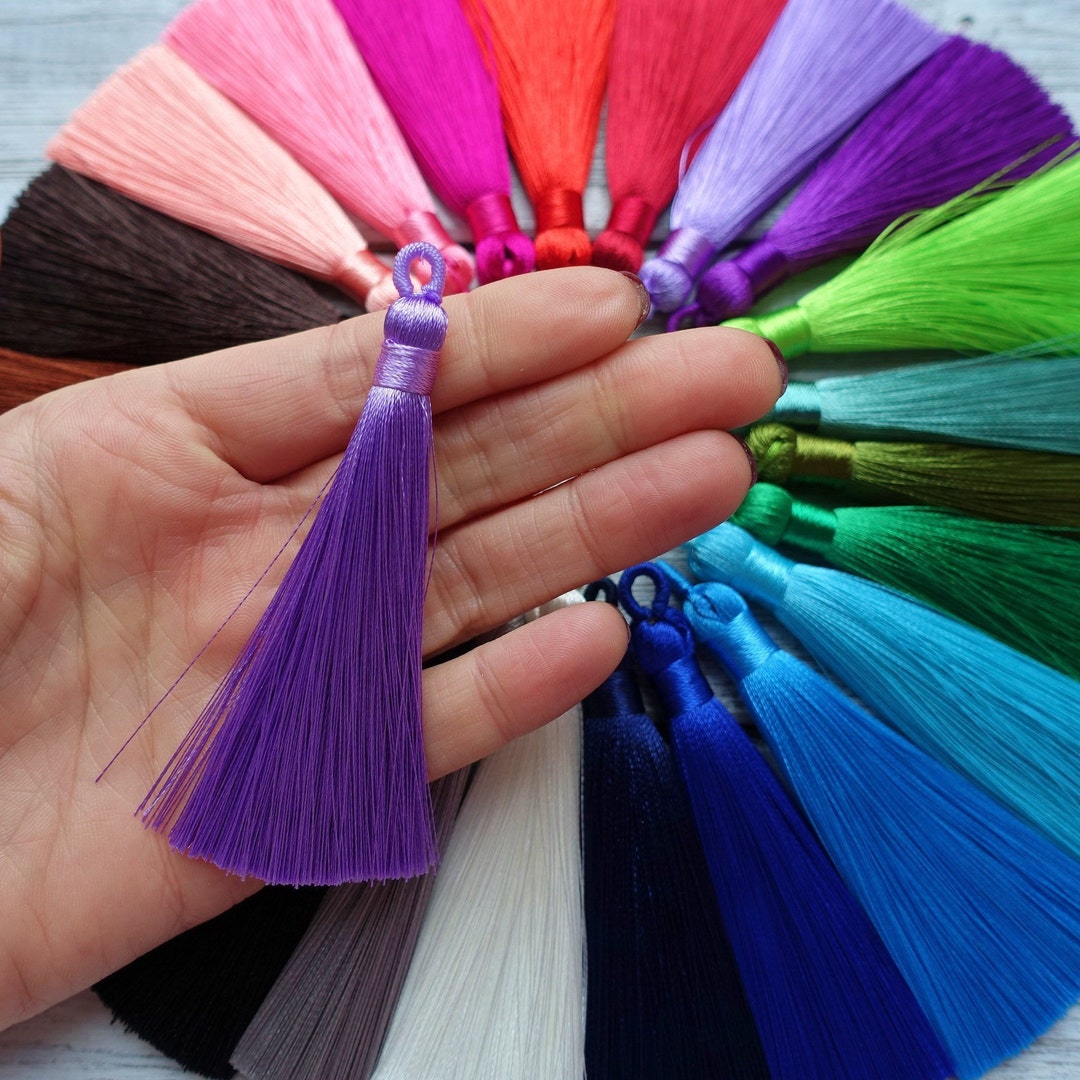 24 Colours - 9cm Silk Mala Tassel, High Quality Tassels, Artificial ...