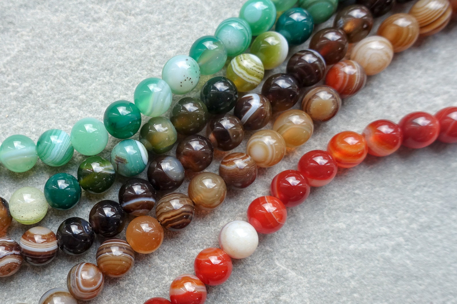 5 Colors 8mm Coloured Striped Agate Round Stripe Agate | Etsy