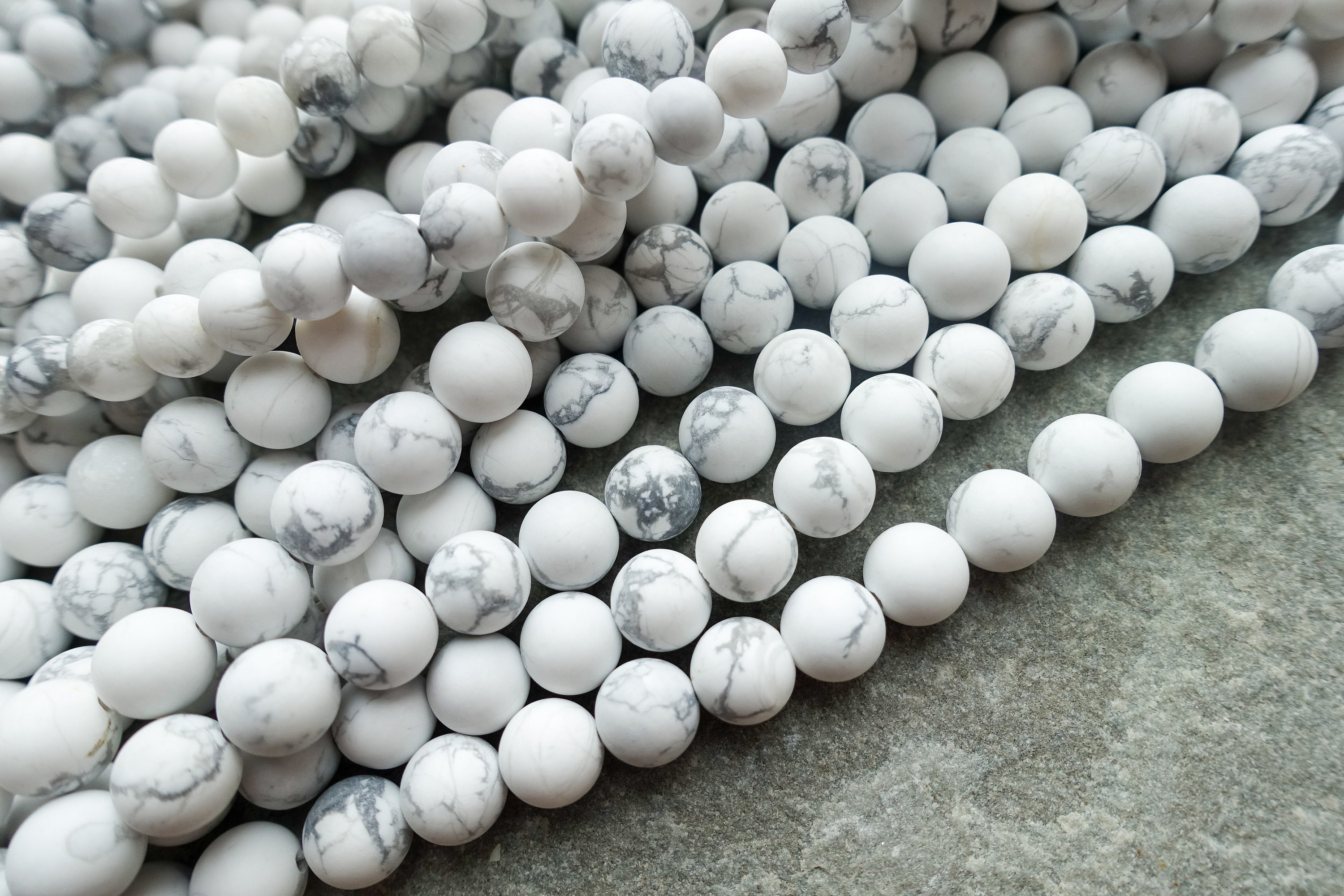 4 Sizes Natural White Frosted Howlite Beads Matte Marble | Etsy