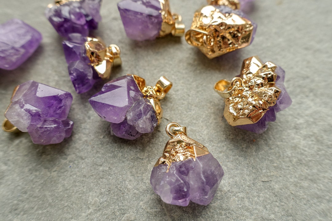 20% Sale Raw Natural Small Amethyst Crystal Pendant, Freeform ...