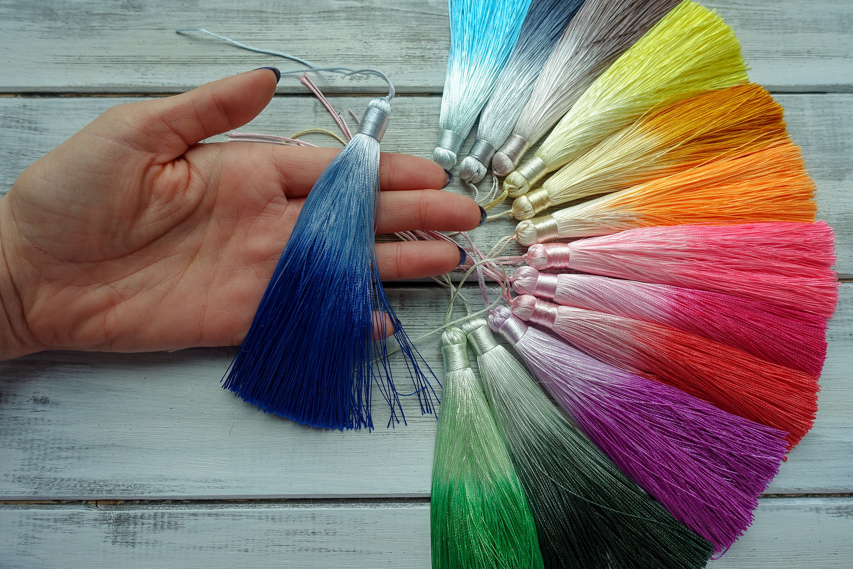 14 Colours 12cm Silk Mala Tassel High Quality Gradient - Etsy UK