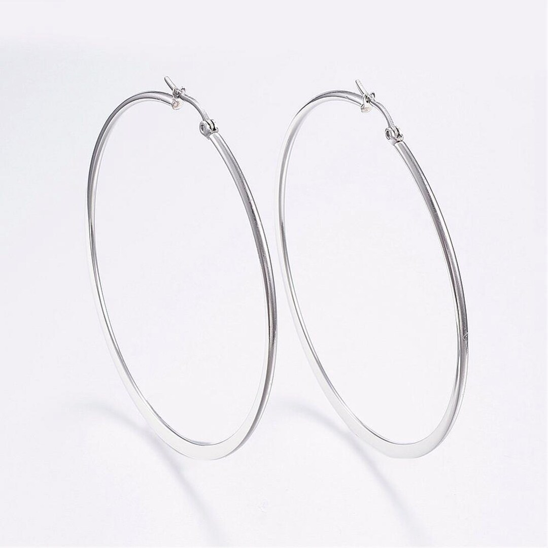 65mm 304 Stainless Steel Hoop Earrings, Large Huggie Hoops, Craft ...