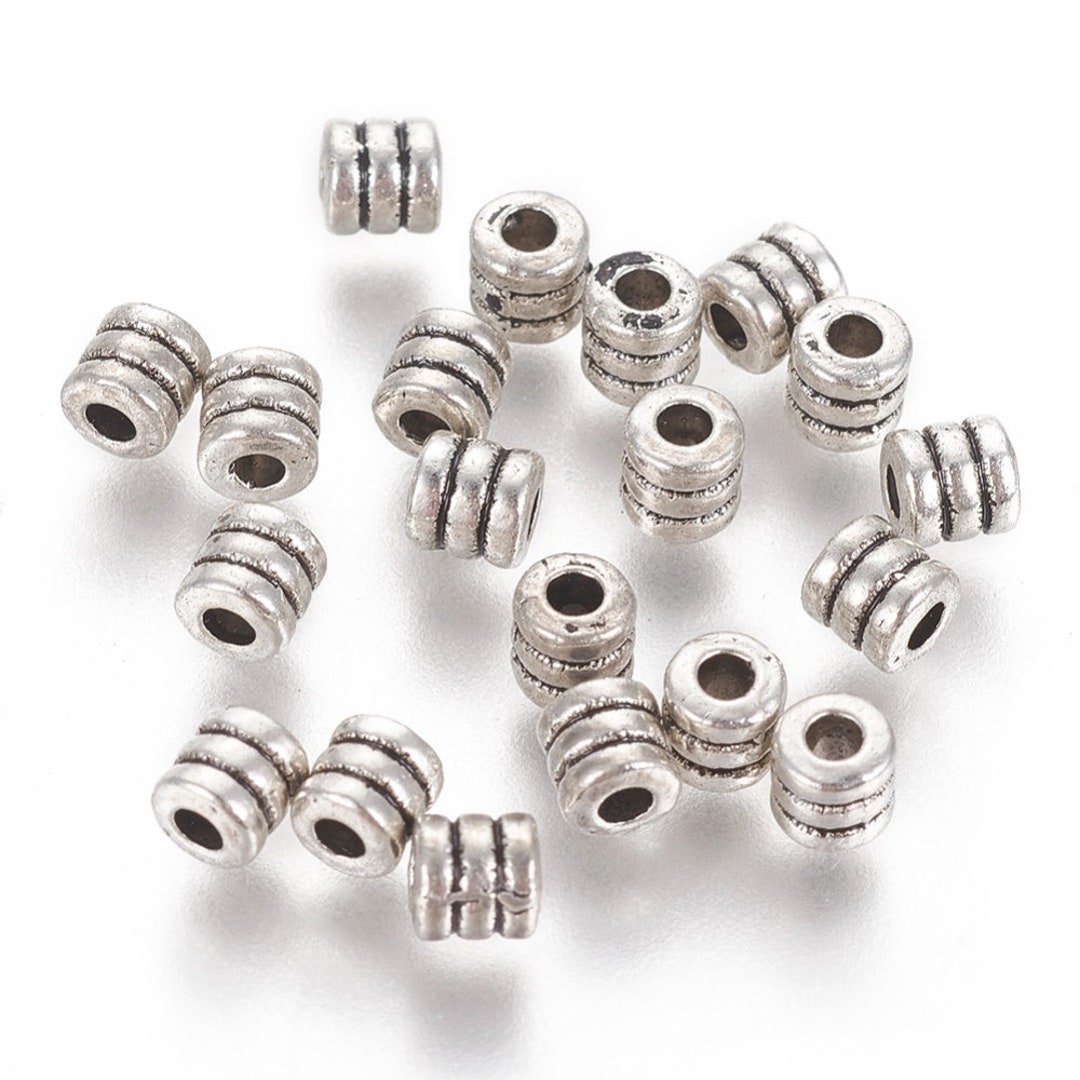 4mm Antique Silver Spacer Beads Column Tube Beads, Small Spacer Beads ...