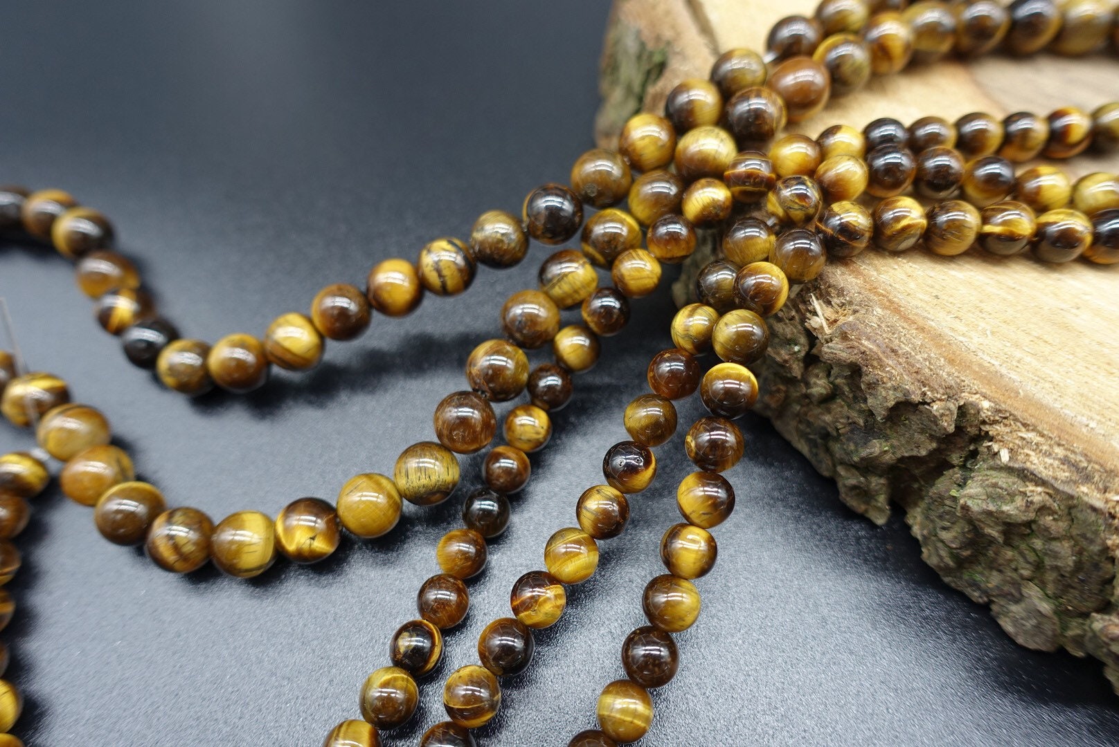 3 Sizes - Natural Tiger Eye Beads, Grade A- Golden Natural Tiger Eye ...