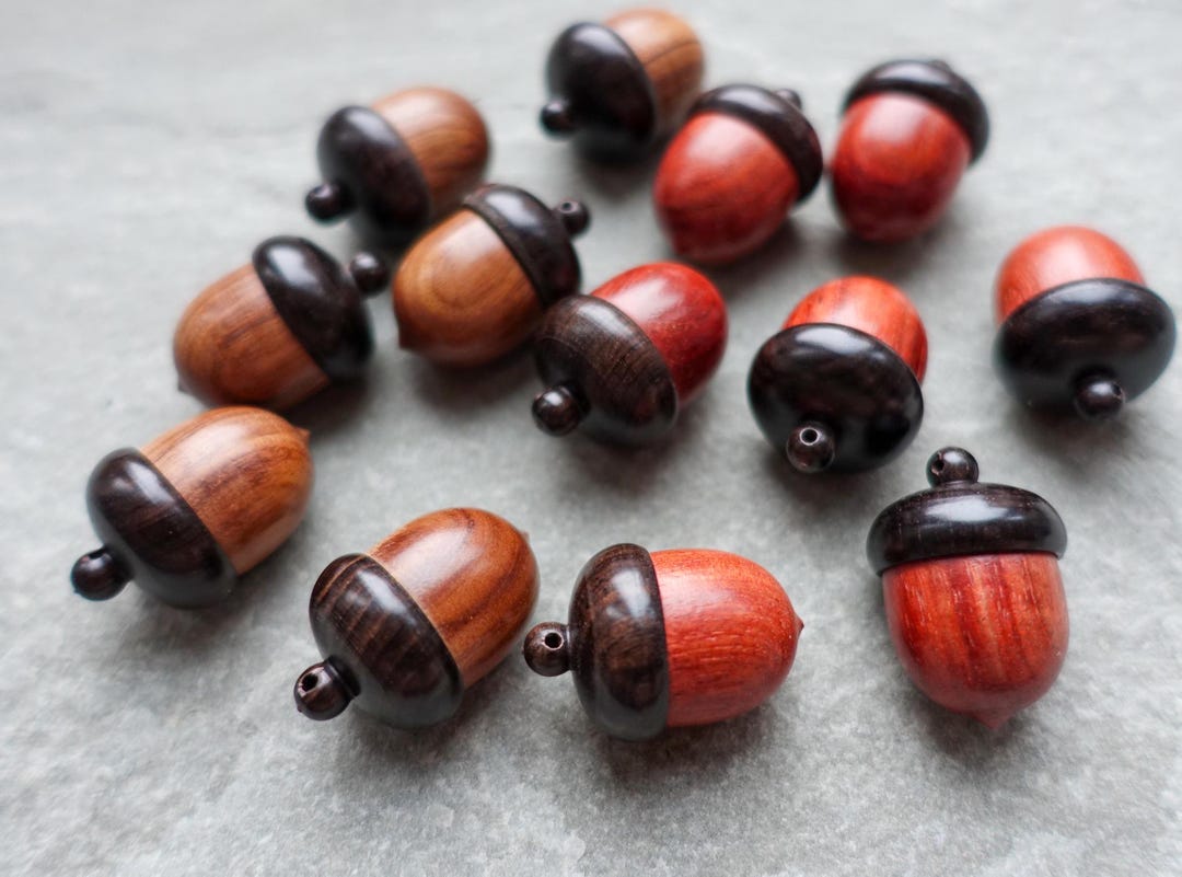 Wooden Acorn Pendant, Secret Capsule Charm, Wood Locket, Craft Supplies ...