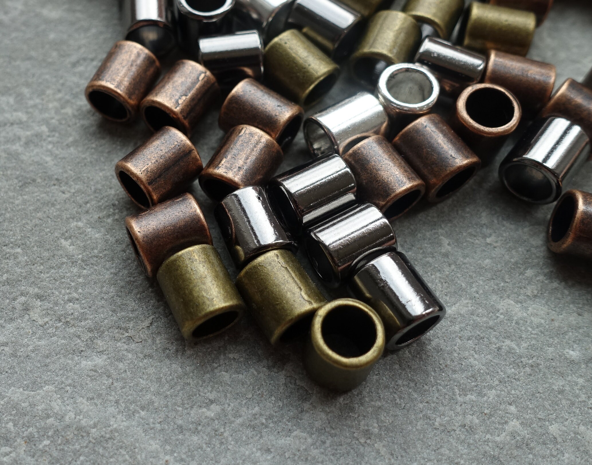 4 Colours - Column Tube Beads, Large Hole Tube Beads, Ring Beads ...