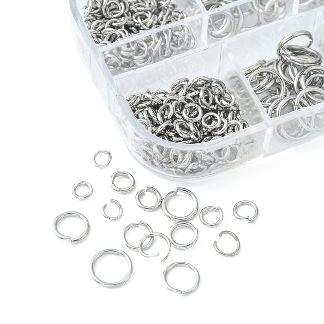12 Sizes Stainless Steel Open Jump Ring Set, 304 Stainless Steel, Craft ...
