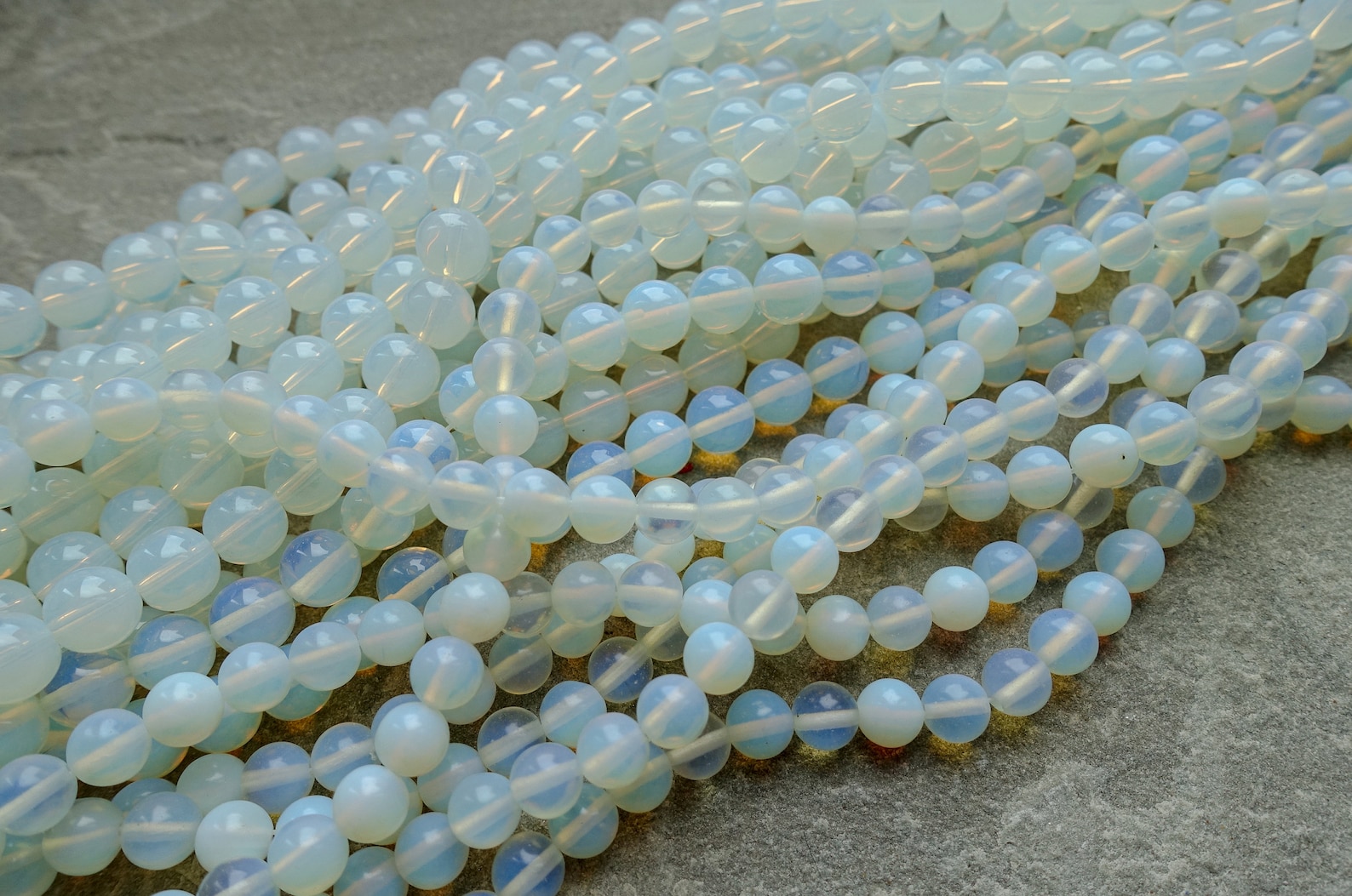 4 Sizes - Manmade Opal Opalite Milky Glass Round Beads, 4mm 6mm 8mm ...