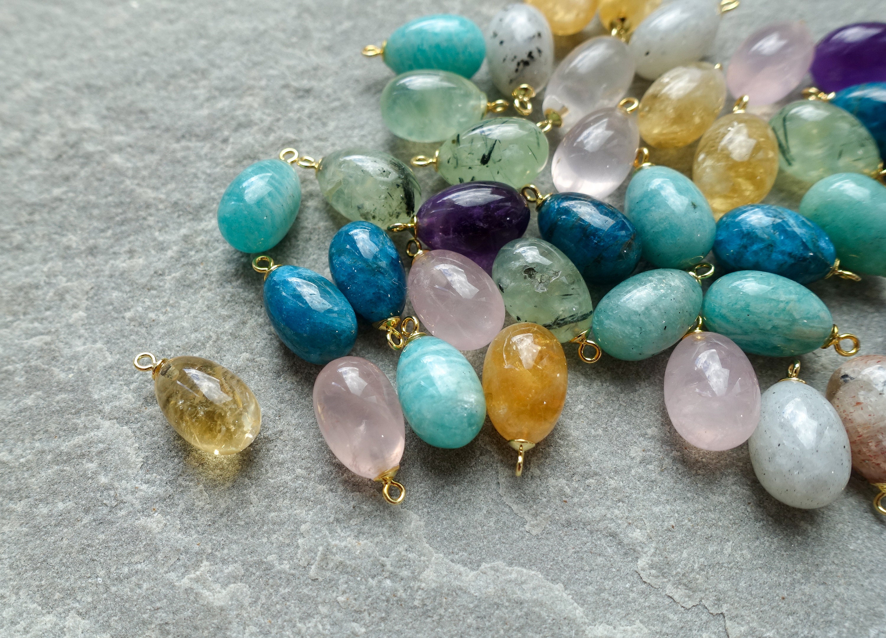 8 Colors 18mm Smooth Gemstone Small Drop Pendant Grade A | Etsy