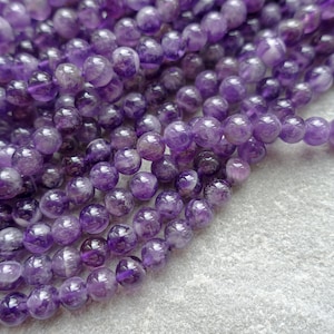 4 Sizes - Natural Amethyst Round Beads, AB Grade 4mm 6mm 8mm 10mm ...