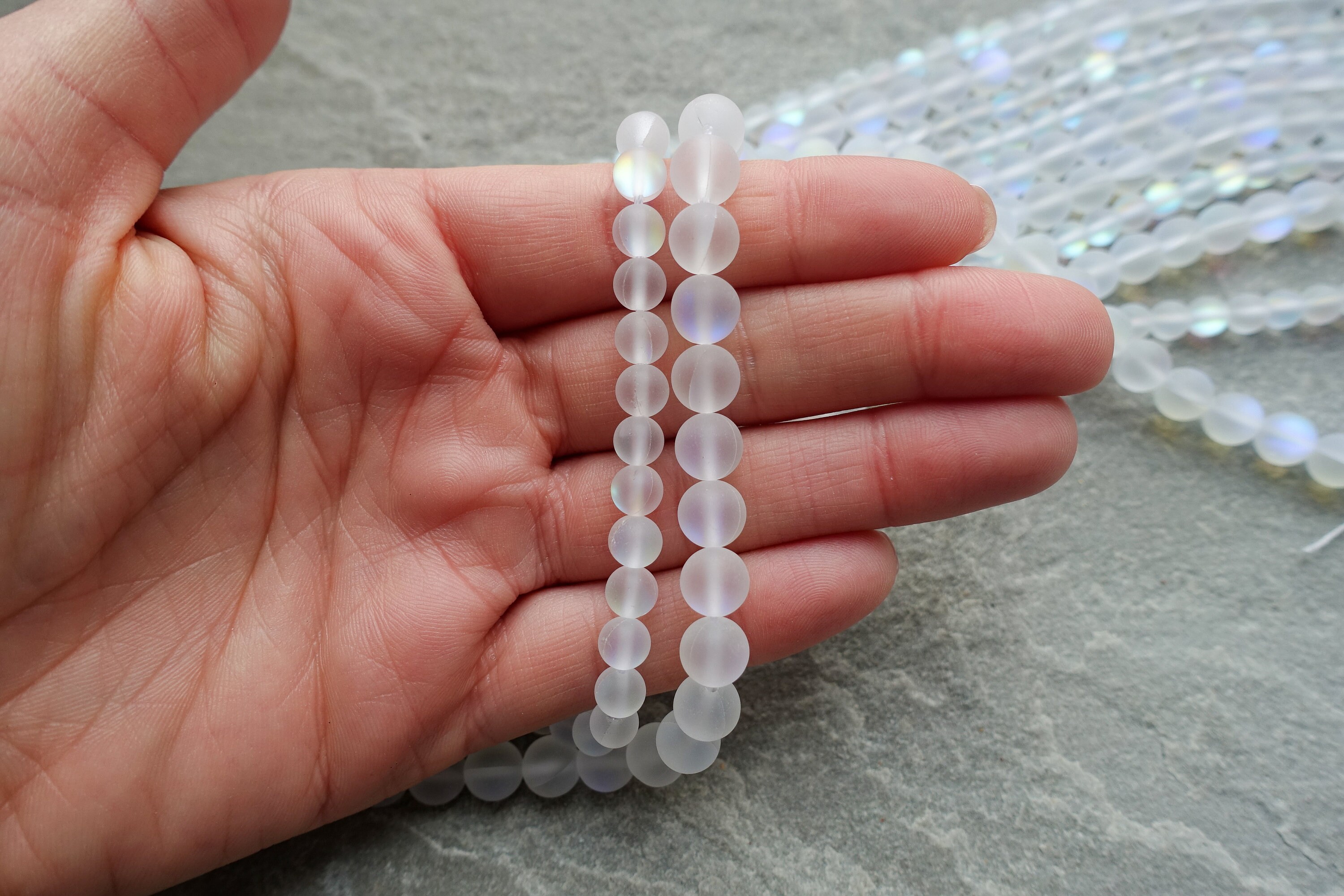 3 Sizes Synthetic Moonstone Beads With Iridescent Effect | Etsy