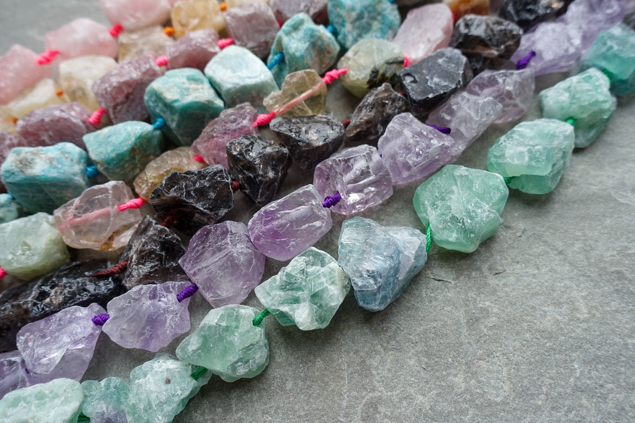 Natural Raw Chunky Crystal Nugget Beads, Untreated Ore Beads, Statement ...